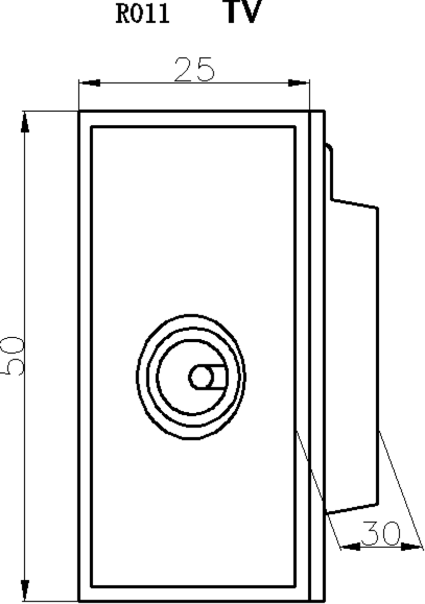 Screened TV Outlet 25 x 50mm - Black | ML Accessories