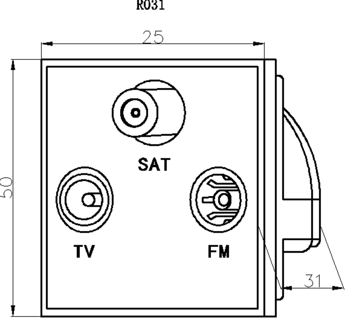 Triplexed TV /FM DAB/ SAT TV Outlet Module 50 x 50mm - Black | ML ...