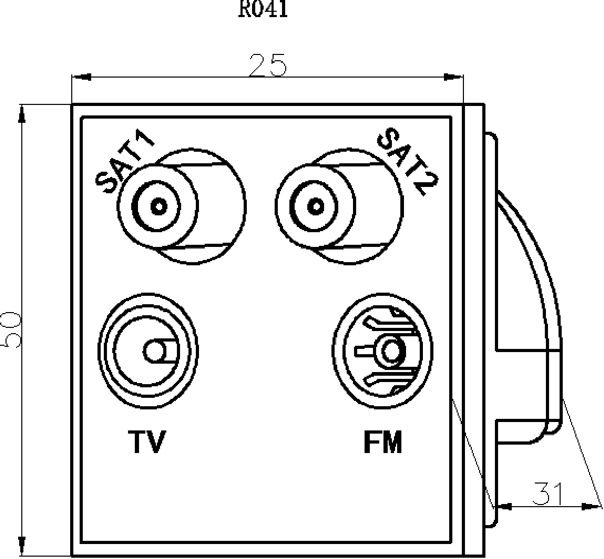 Quadplexed SAT1/SAT2/TV/FM DAB Outlet Module 50 x 50mm - Black | ML ...