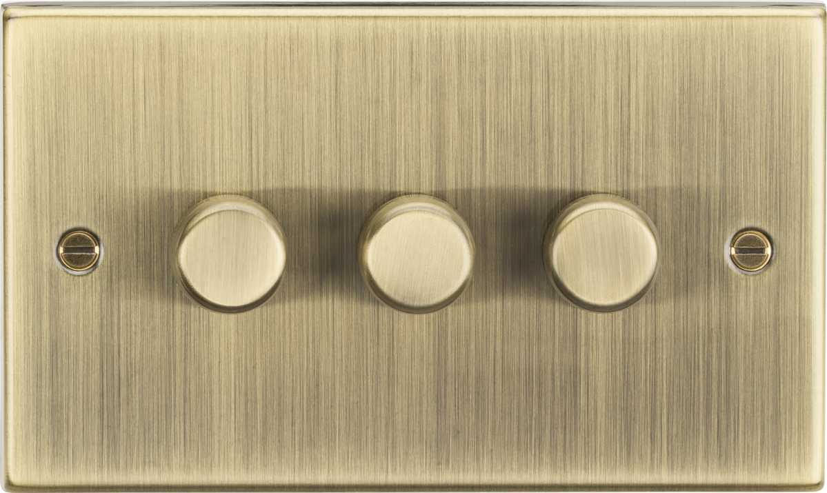 KNIGHTSBRIDGE ANTIQUE BRASS SQUARE EDGE Switches & Sockets BLACK Insert ...