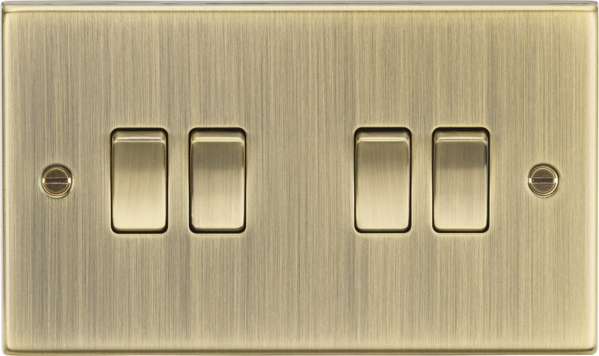 KNIGHTSBRIDGE ANTIQUE BRASS SQUARE EDGE Switches & Sockets BLACK Insert ...