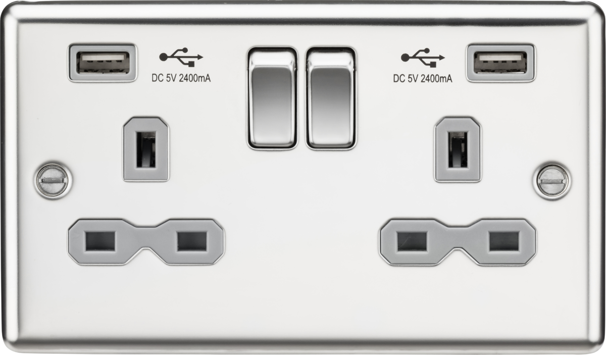 KNIGHTSBRIDGE POLISHED CHROME ROUNDED EDGE Switches & Sockets ALL ...