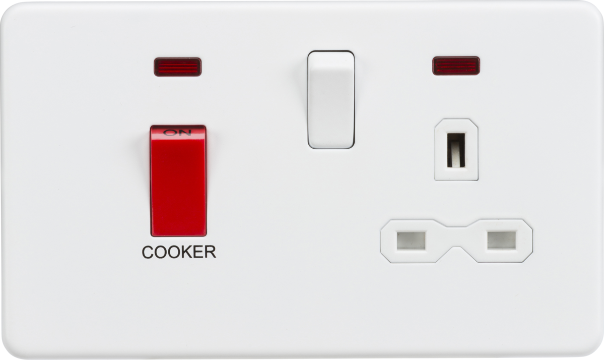 KNIGHTSBRIDGE MATT WHITE SCREWLESS Switches & Sockets WHITE Inserts ...