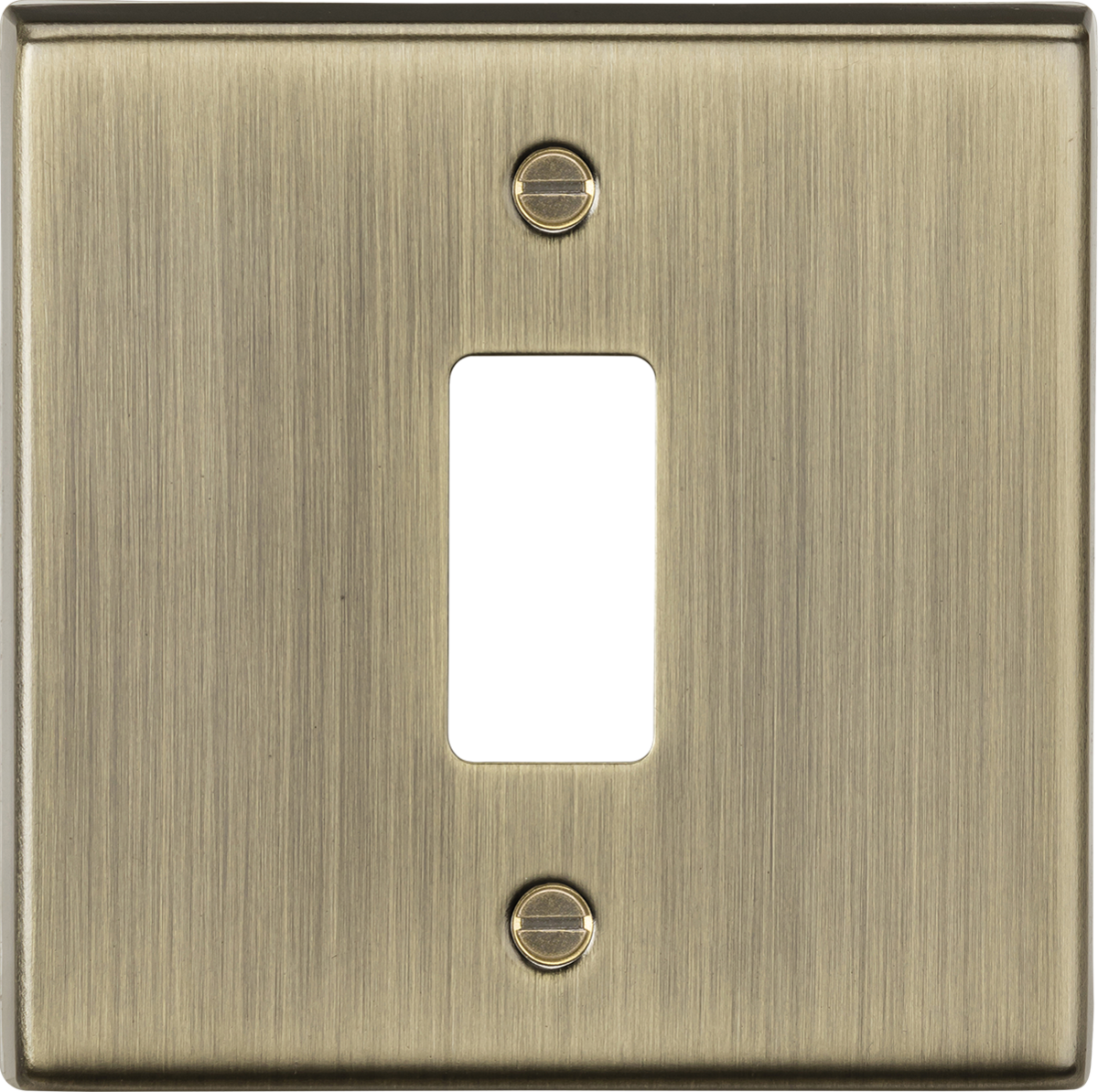 KNIGHTSBRIDGE ANTIQUE BRASS SQUARE EDGE Switches & Sockets BLACK Insert ...